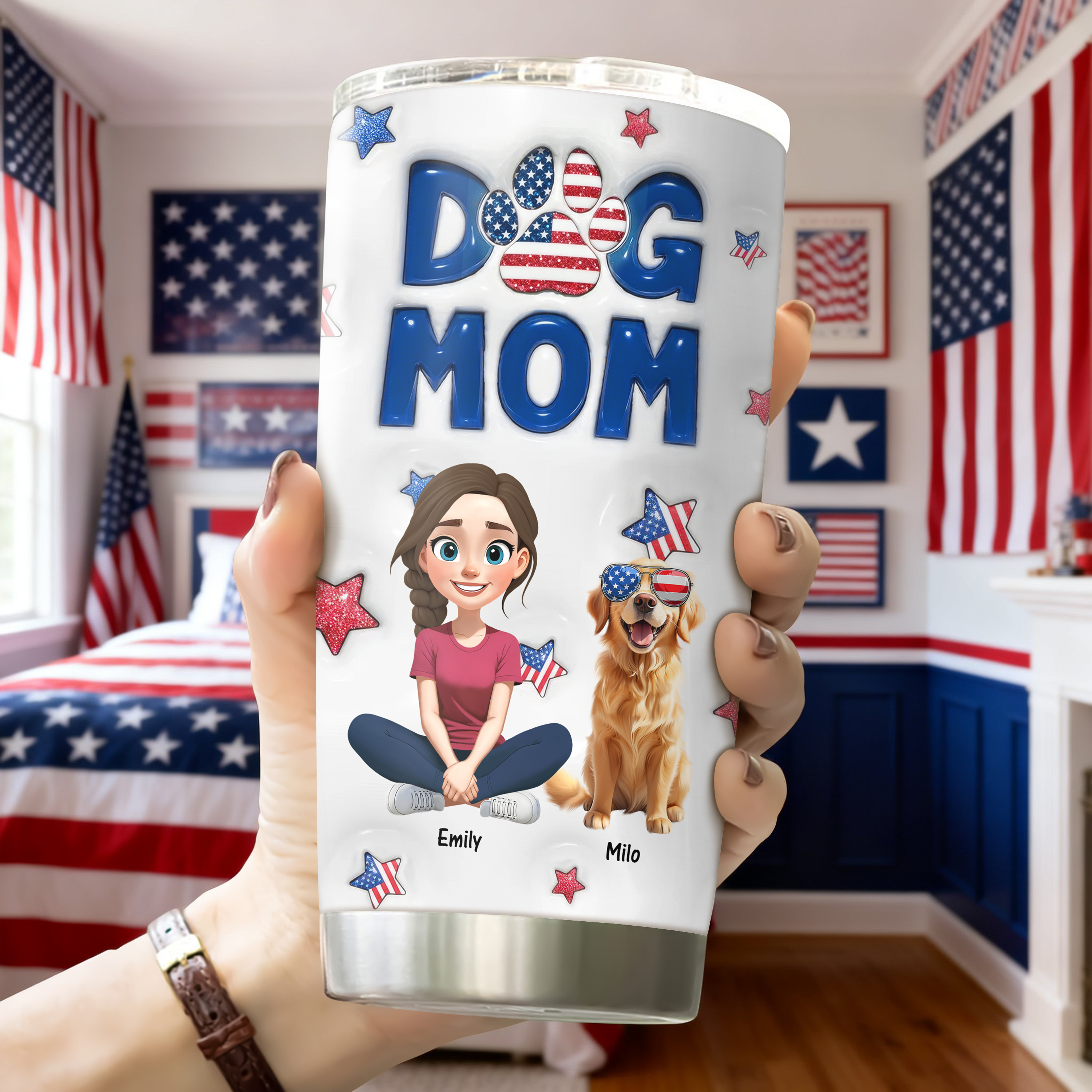 Personalized American Dog Mom Dog Mum And Dog 3D Inflated Effect Fat ...