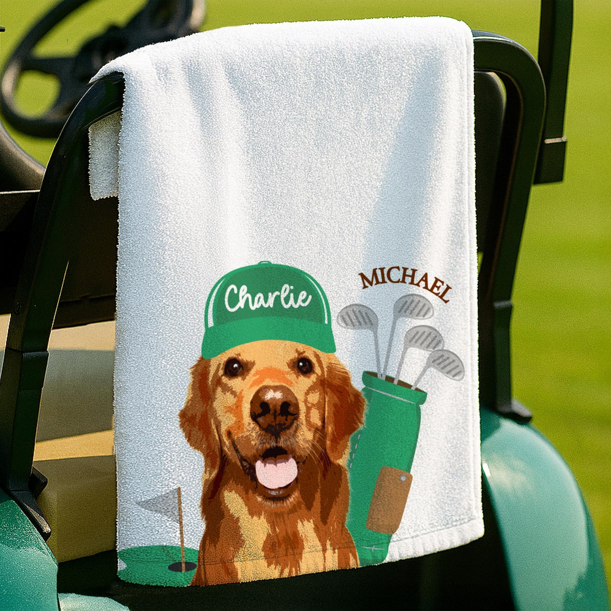 Custom Pet Golf Towel with Pet Photo, Personalized Dog Towels, Custom Cat Golf Towels, Dog Face ...