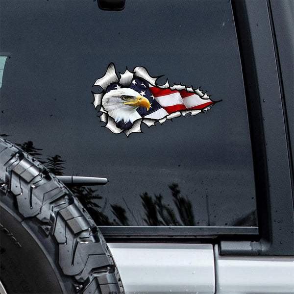 American Eagle With Flag Patriotic Car Window Decal Sticker ...