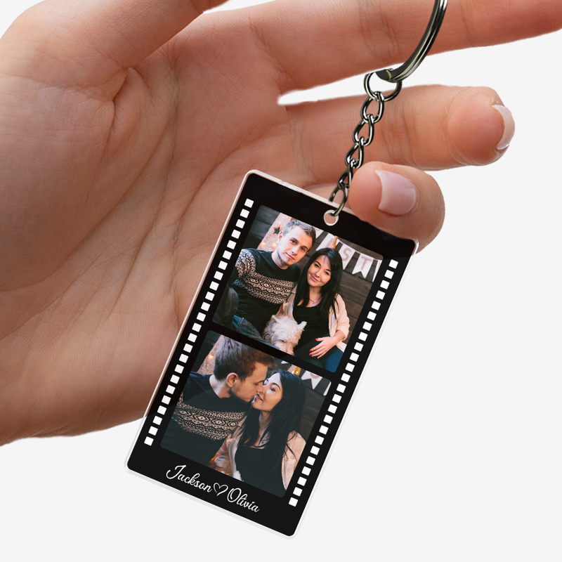 Custom Couple Photo Strip Acrylic Keychain - Personalized Valentine's ...