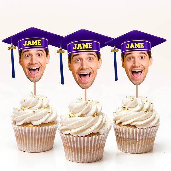 Custom Photo Senior Graduation Decoration Cupcake Toppers For Party ...