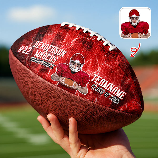 Custom Football Player Photo Football Ball Class of 2025 Football Team ...