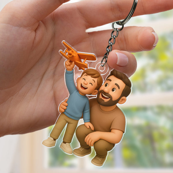Custom Photo Dad And Kid - Photo Figure Acrylic Keychain Father's Day ...