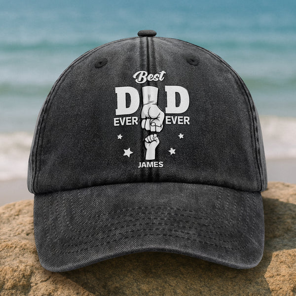Personalized Cap - Best Dad Ever Ever Washed Denim Baseball Cap Father ...