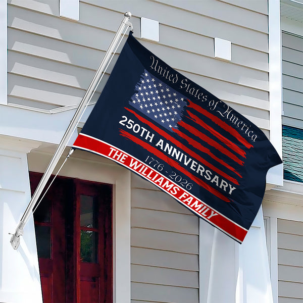 Personalized Family Name USA 250th Anniversary Banner House Flag ...