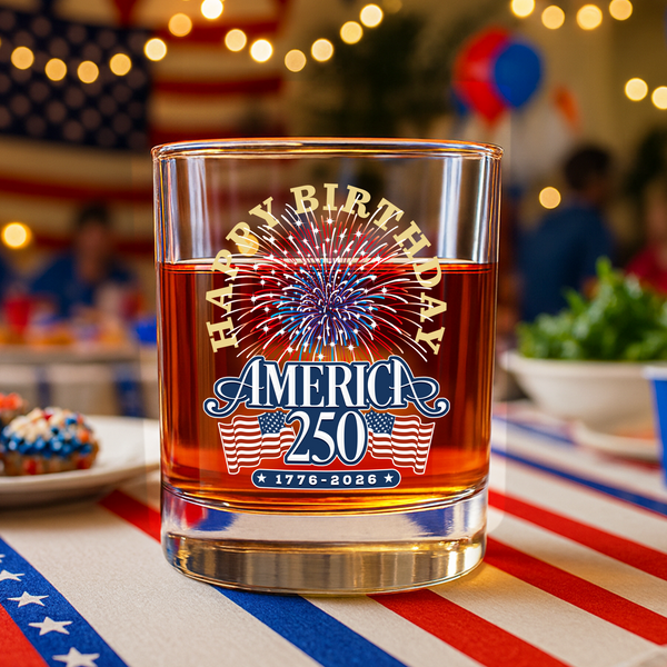 America 250 Semiquincentennial Fireworks Celebration Whiskey Glass ...