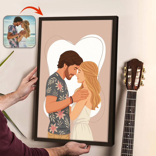 couple portrait, gift for couple, faceless portrait, engagement drawing ...