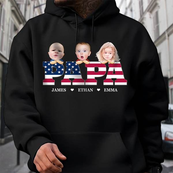 Custom Funny Face American Flag Daddy Family Shirt For Father's Day ...