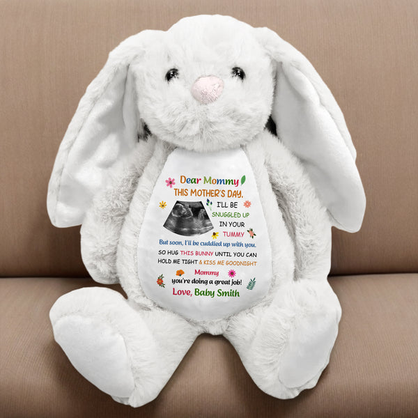 Custom Baby Bump Photo Bunny Plush - Mother's Day Gift - Geckocustom.com