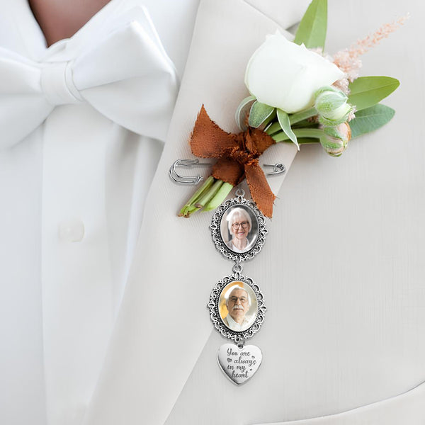 Custom Memorial Photo Charm Memory Remembrance Pin Wedding Memorial ...