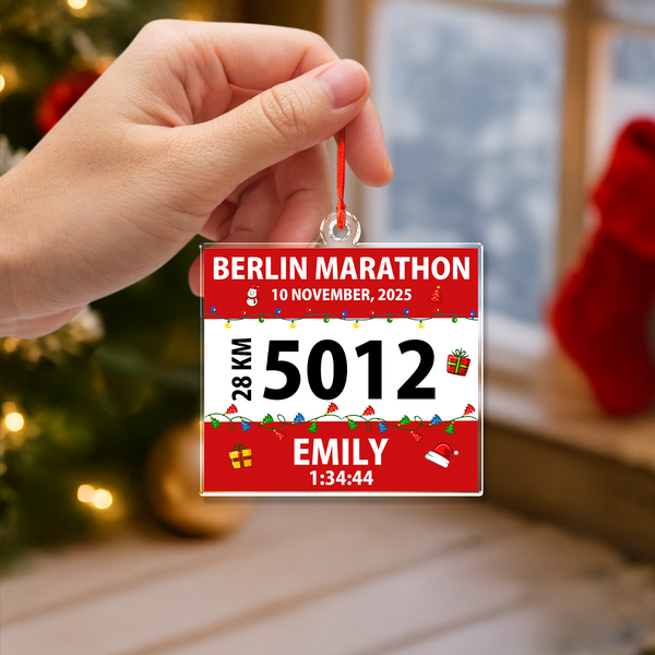 Personalized Race Bib Christmas Ornament, Cross Country Marathon Runner ...