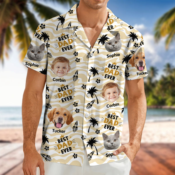 Custom Photo Stick Figures Best Dad Grandpa Ever Hawaii Shirt ...