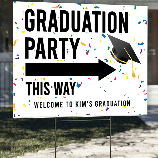 Graduaton Party This Way Yard Sign TH10 892415 - Geckocustom.com