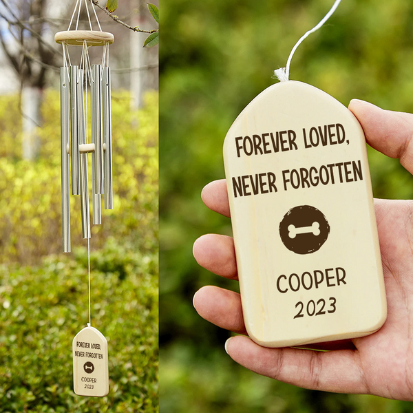 Forever Loved, Never Forgotten Memorial Wind Chimes - Geckocustom.com