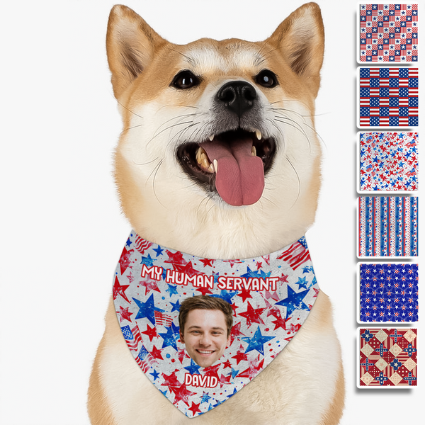 Custom Photo Patriotic Dog Personalized America Flag Bandana Dog Lovers ...