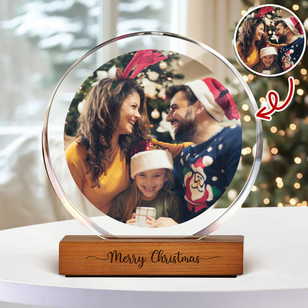 Custom Family Photo Round Acrylic Frame Block Christmas Gift Family ...