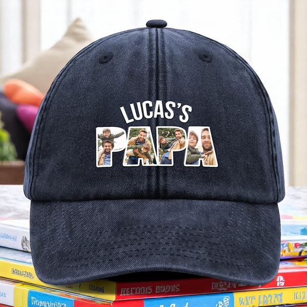 Upload Photo Kid Dad Washed Denim Baseball Cap Father's day gift ...
