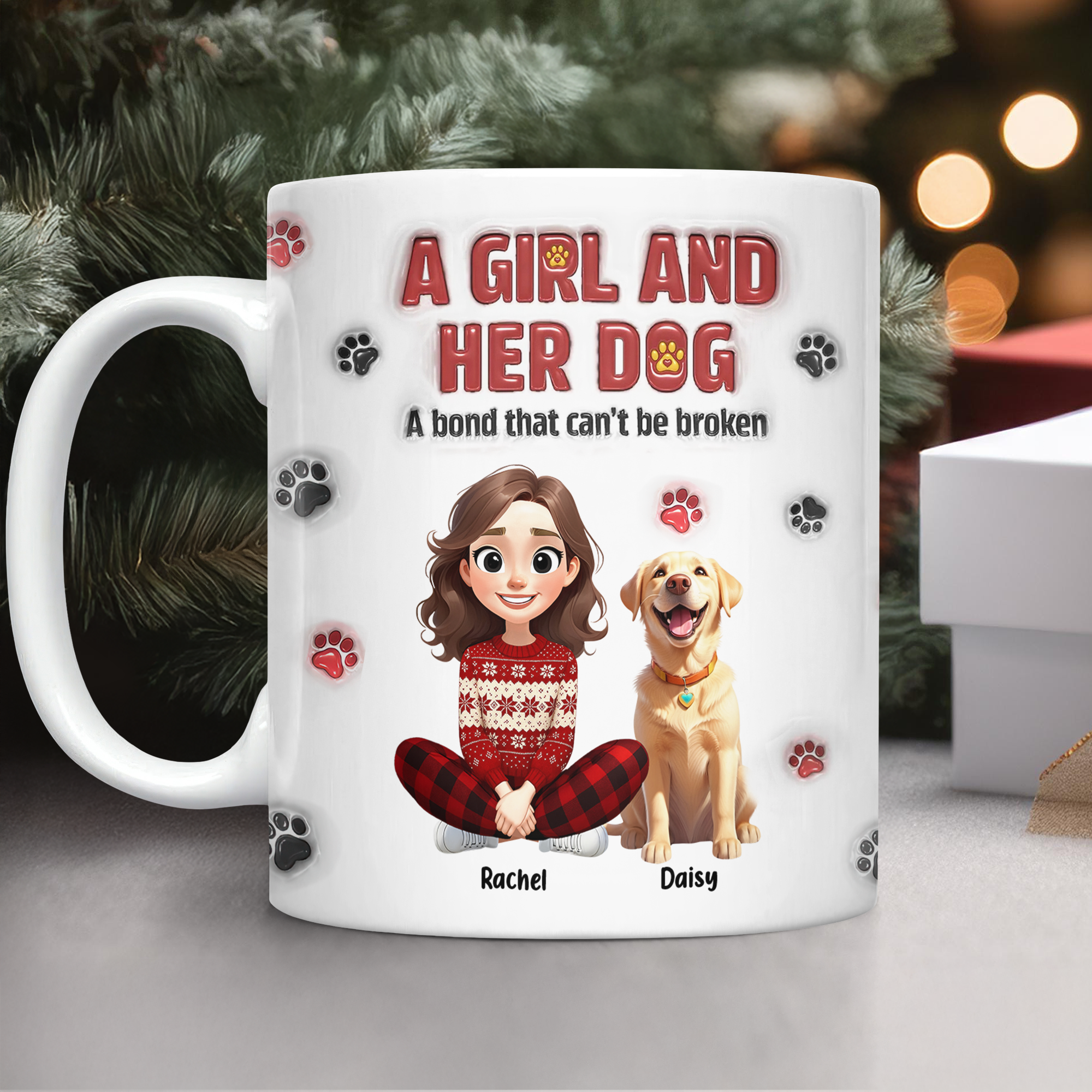 Personalized A Girl And Her Dog Version 3D Inflated Effect Mug ...