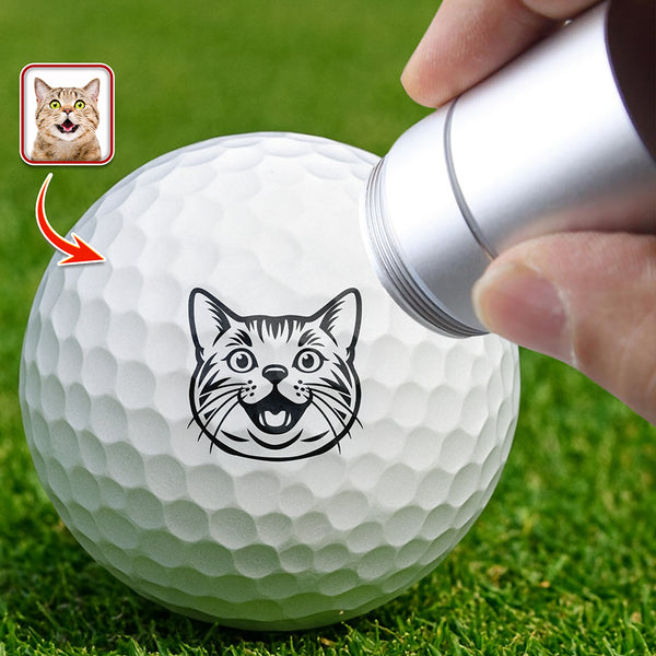 Custom Cat Photo Golf Ball Stamp Box, Golf Club Gift, Golf Lovers Gift ...