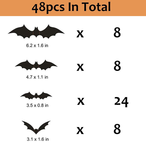 3D Black PVC Bat Halloween Party DIY Decor Props Wall Sticker - GeckoCustom