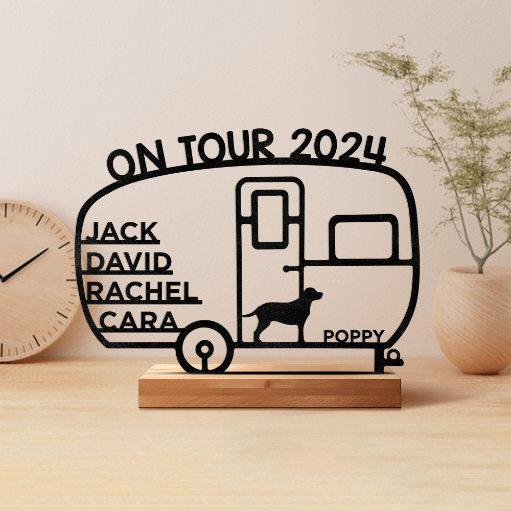 Caravan with name, made of acrylic glass or wood, personalized ...