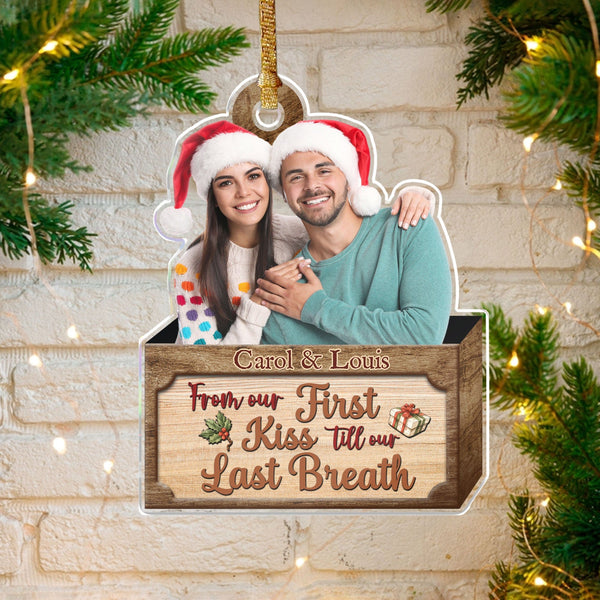 Custom Couple Photo From Our First Kiss Personalized Acrylic Ornament ...