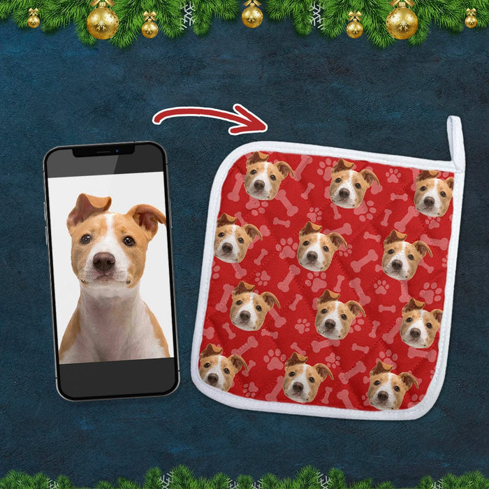 Custom Dog Photo With Paw Pattern Oven Mitt K228 889863 — GeckoCustom
