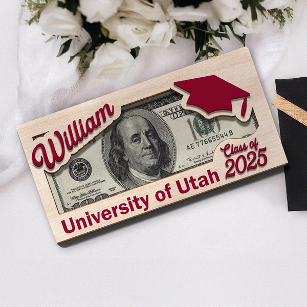 Custom Name Class Of 2026 Graduation Wood Money Holder - Geckocustom.com