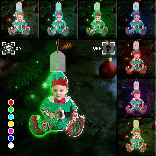 Adorable Newborn Baby Elf - Personalized Christmas LED Ornament 891881 ...
