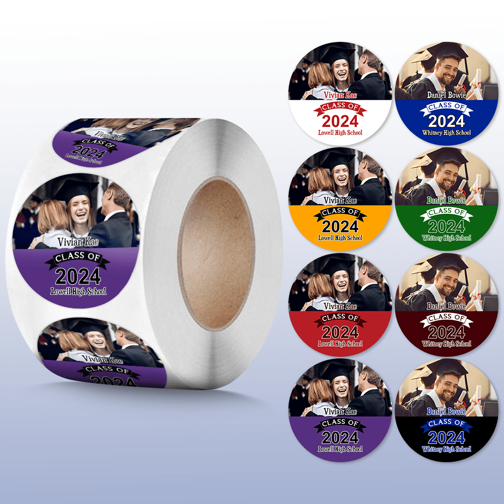 Custom Photo And School Name Class Of 2024 Graduation Roll Sticker TA2 ...