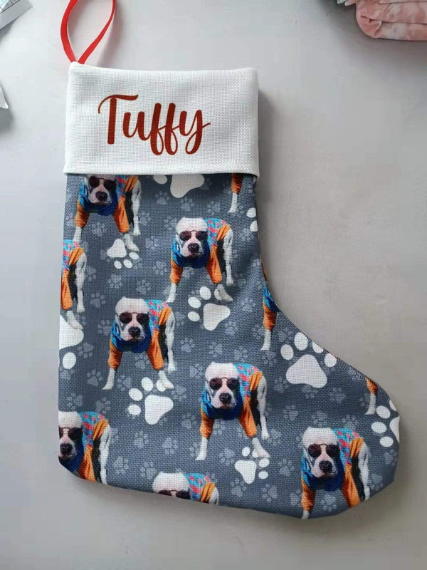 Custom Photo Cartoon Dog Christmas Stocking TA29 - Geckocustom.com