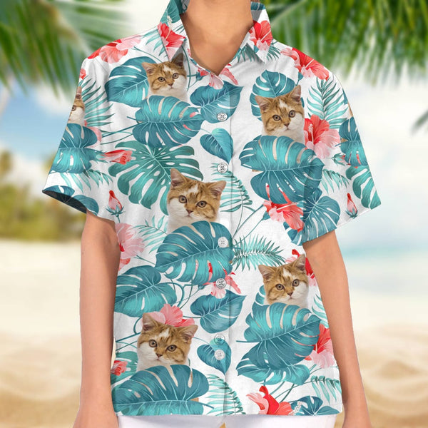 Custom Photo Cat Woman's Hawaii Shirt DA199 890415 - GeckoCustom