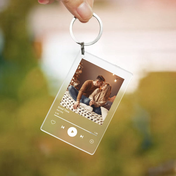 Custom Photo Create Your Own Music Art Song Valentine Acrylic Keychain ...