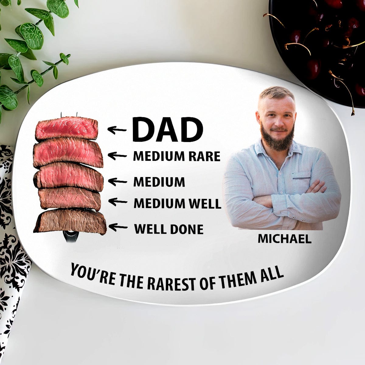 Personalized Father's Day Grilling Plate, Custom Dad Steak Doneness ...