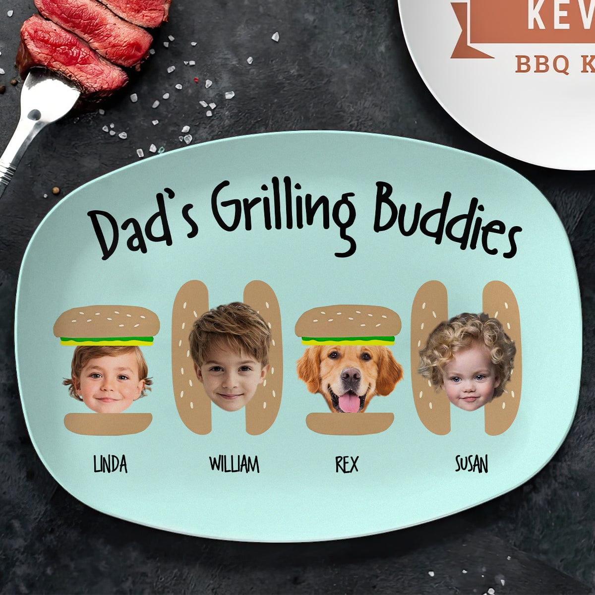 Daddy's Grilling Buddies Burger Hot Dog Plate, Personalized Gift for ...