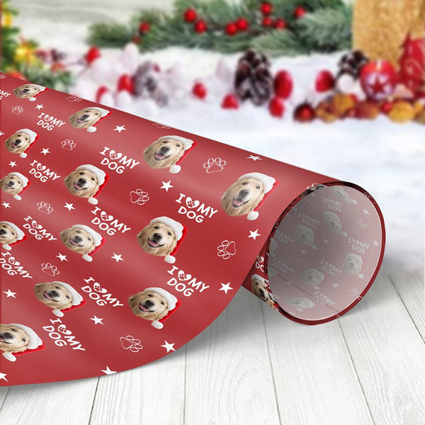 Custom Wrapping Paper Using Pet Photo Personalized Dog Christmas ...