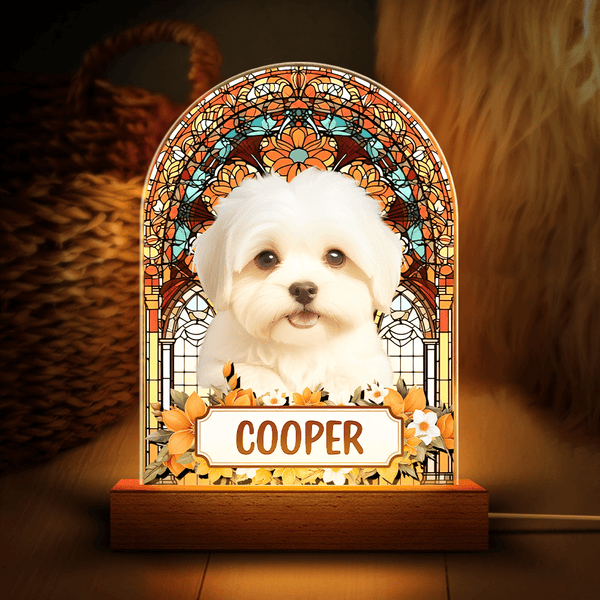Pet Memorial Custom Acrylic Stained Glass Night Light, Personalized ...