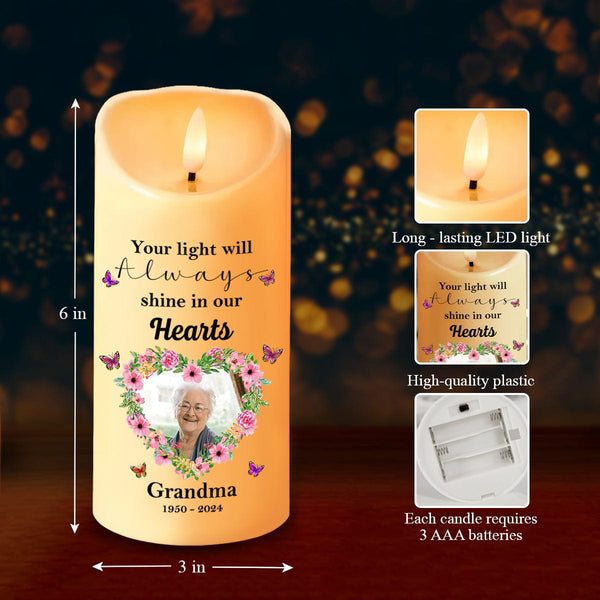 Custom Photo This Candle Burns In Loving Memory Memorial LED Candle HA ...