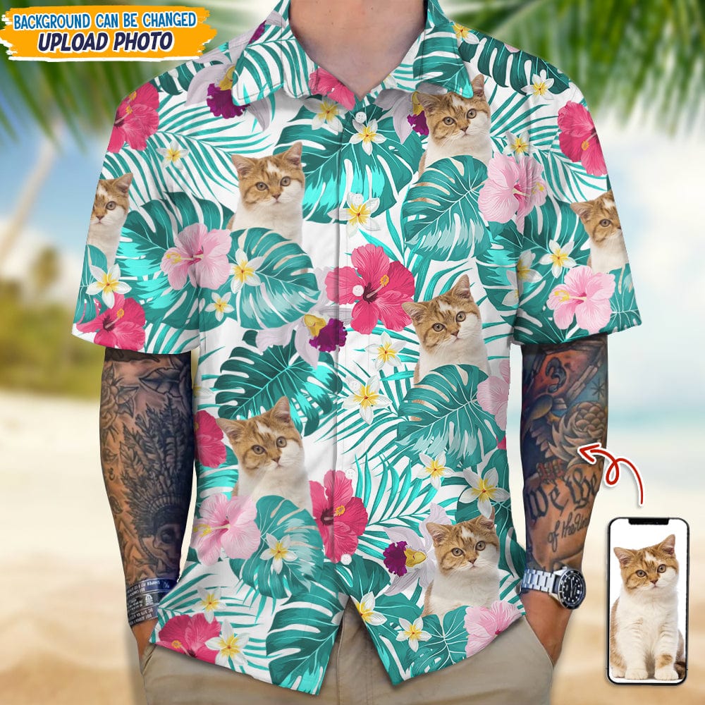 Custom Photo Tropical Style Cat Hawaii Shirt N304 889467 - GeckoCustom