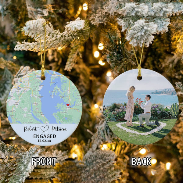 Custom Photo Couple Two Sides Map Ornament - Valentine's Day Gift ...