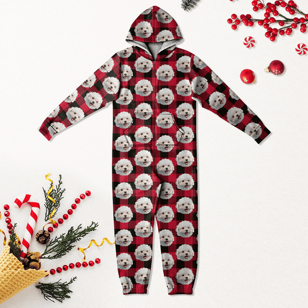 Custom Photo With Christmas Pattern Onesie Pajamas For Dog Lovers HO82 ...