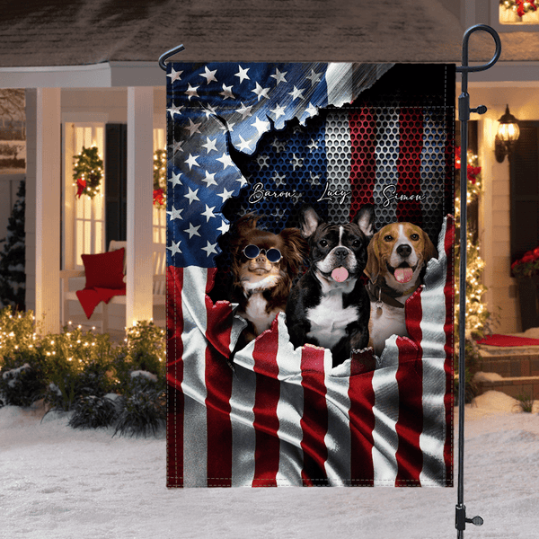 Custom Photo With Flag US Background Dog Garden Flag T286 889954 ...
