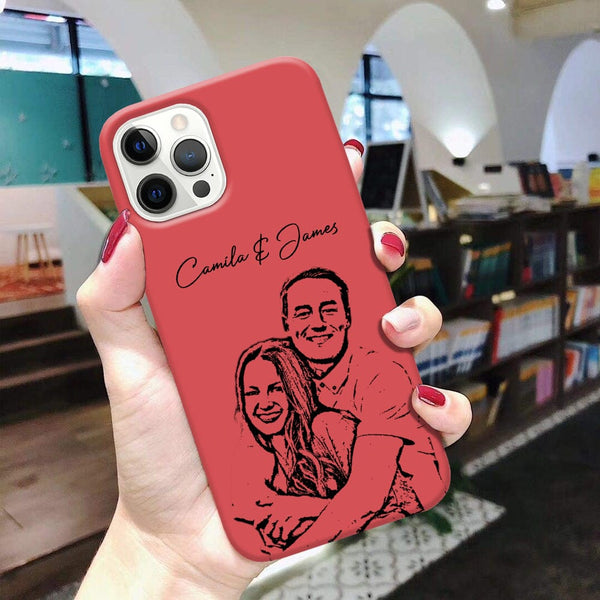 Custom Photo With Pencil Drawing Effect Vintage Style Couple Phone Cas ...