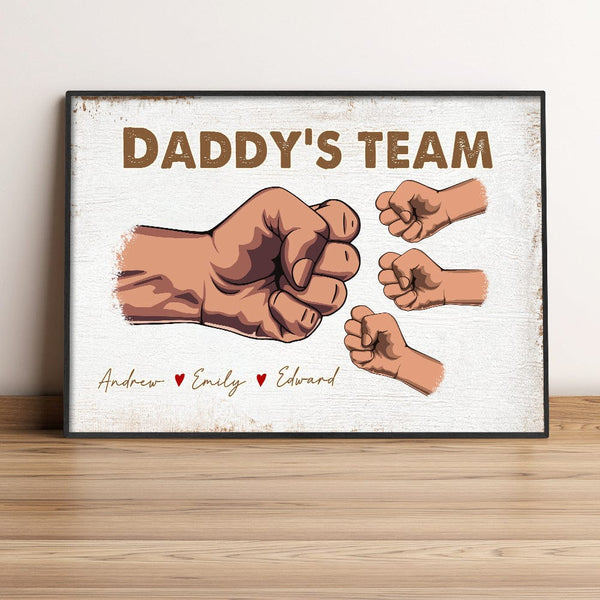 Daddy & Kids Together We're A Team Family Poster Personalized Gift TA2 ...