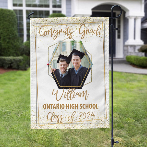 Graduation Senior Class Of 2022 Gold Glitter Photo Garden Flag ...