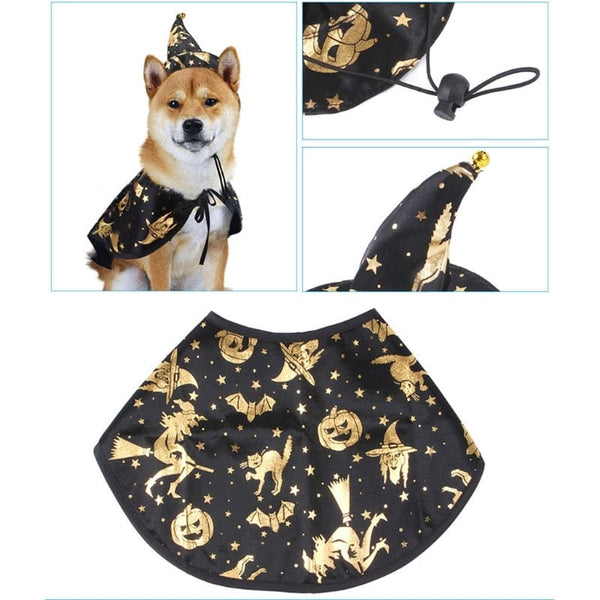 Cosplay Halloween Pet Costumes Cape and Wizard Hat - Geckocustom.com