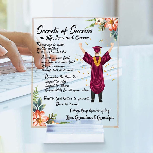 Personalized Clipart Secrets Of Success Graduation Gift Acrylic Plaque ...