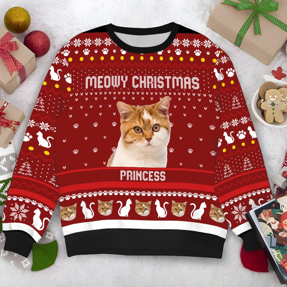 Personalized Photo Meowy Christmas Cat Sweater DA199 889873 — GeckoCustom