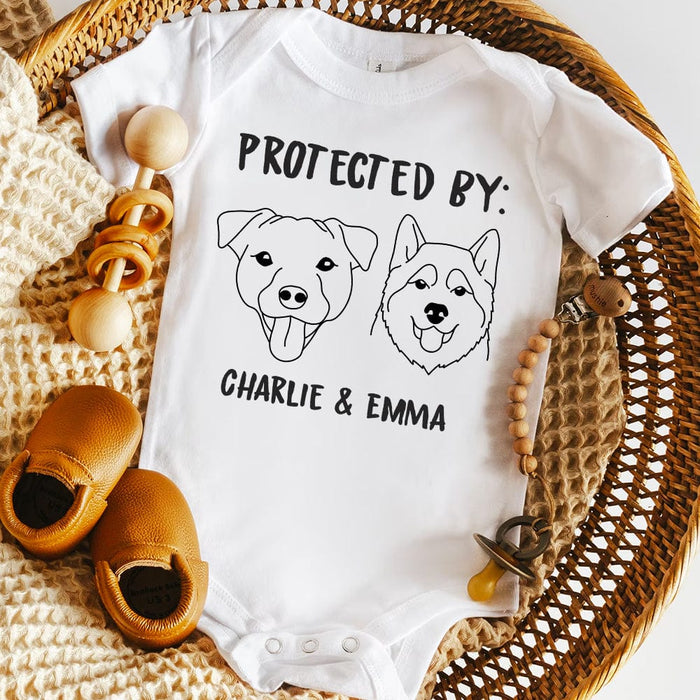 Protected By Dog Baby Onesie Baby Shirt Personalized Gift TA29 889659 ...