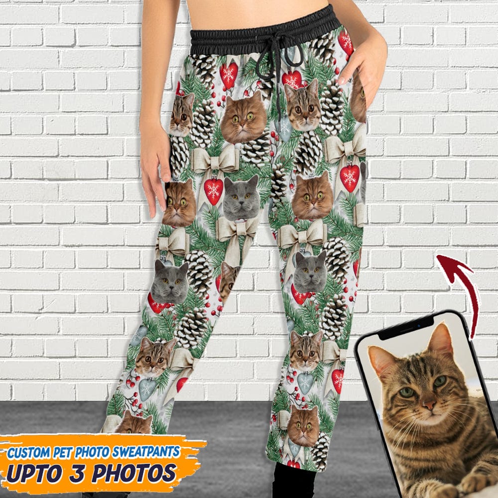 Custom Photo With Christmas Pattern Dog Cat For Men and Women Sweatpan ...